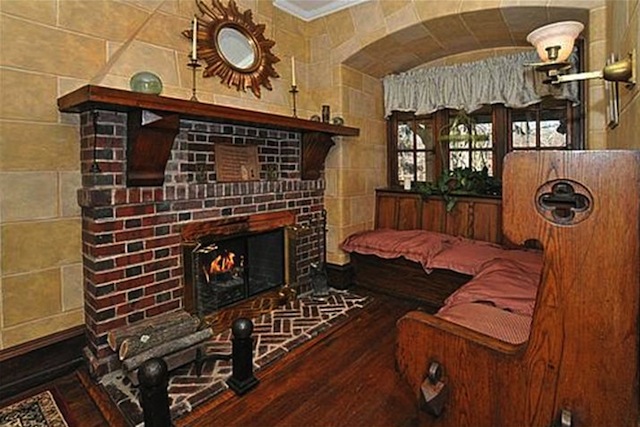 Property's Morning Obsession: Fireplace Nook With Pew-Like Benches ...