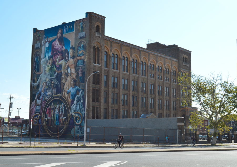 Construction on Eric Blumenfeld's Mural Arts Lofts Set