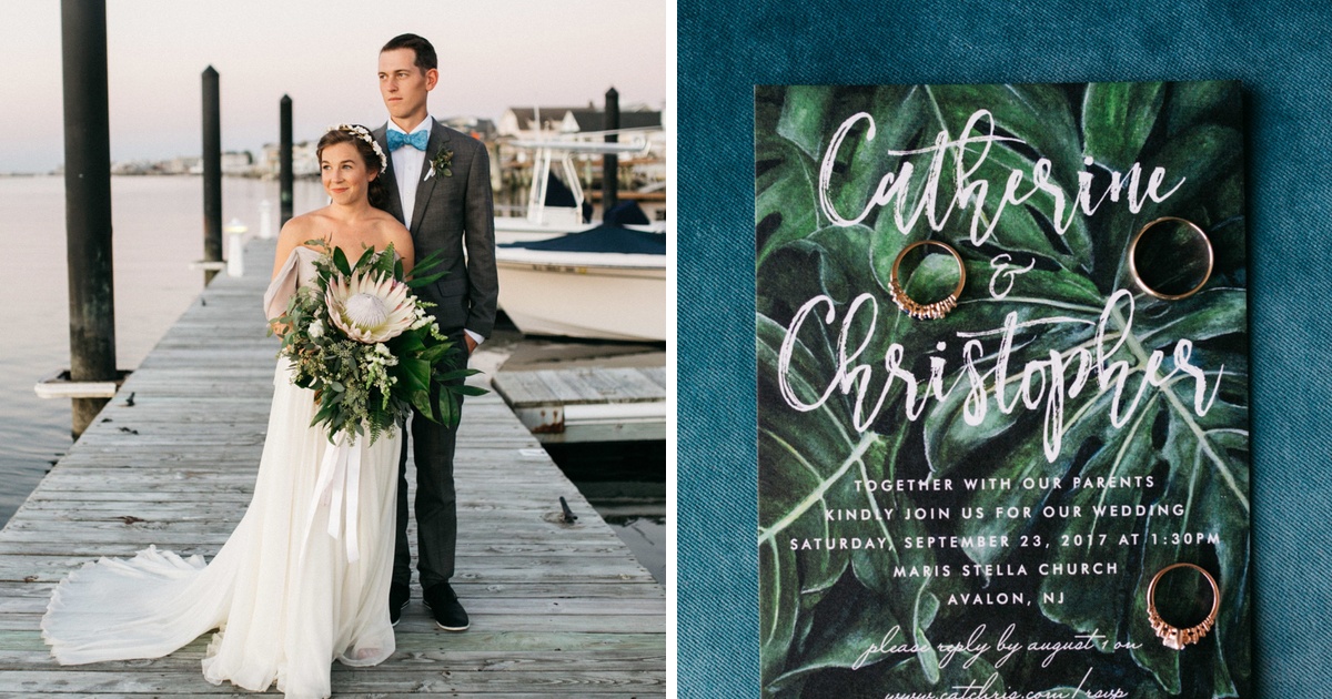 Palm Leaves and Ombre Signage Created a Modern Vibe for This Shore Wedding